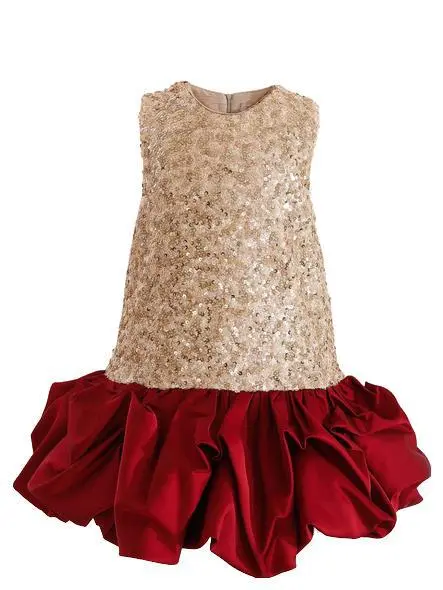 TULLEEN Ruffles & Gleam Sleeveless Dress - Gold