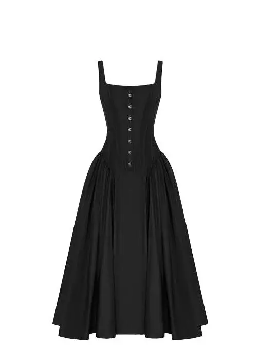 MILLA Corset Midi Dress - Black