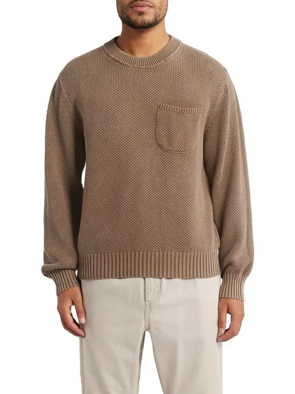 CORRIDOR Cotton Pocket Crewneck Sweater - Brown