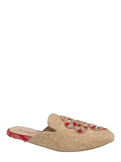 FUCHSIA Embroidered Serpent Mules - Beige