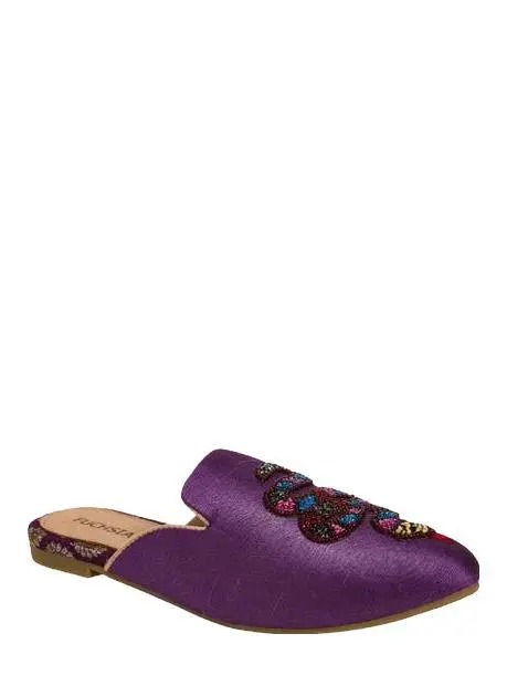 FUCHSIA Embroidered Serpent Mules - Purple