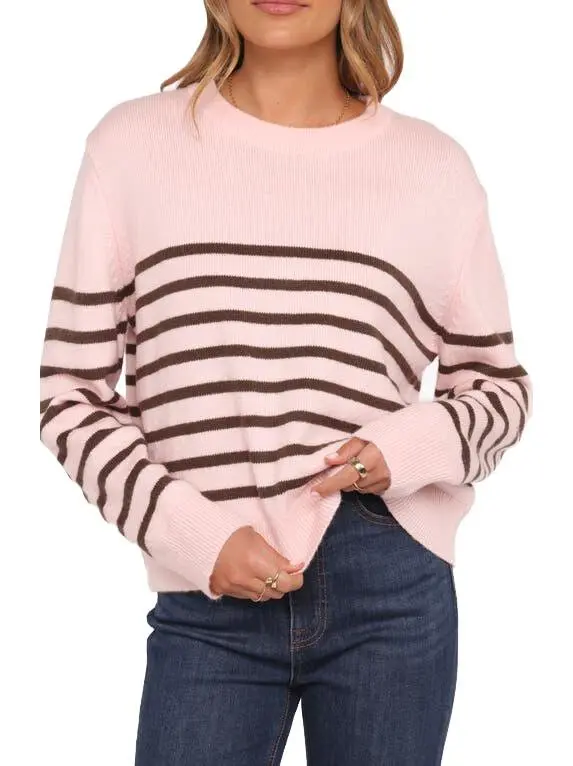PETAL & PUP Eleanora Stripe Crewneck Sweater - Pink