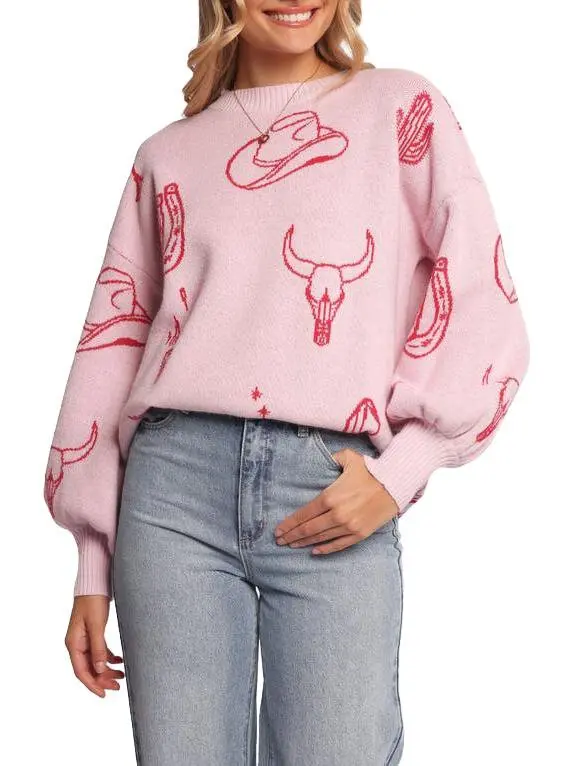 PETAL & PUP Crewneck Relaxed Fit Sweater - Pink