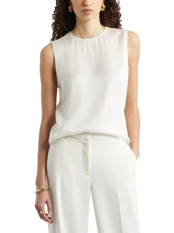 Nordstrom Satin Scoop Neck Tank - Ivory Tofu