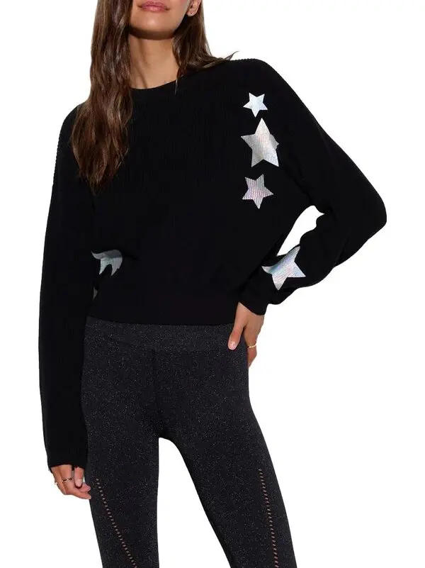 Spiritual Gangster Stars Tate Cotton Crop Sweater - Black