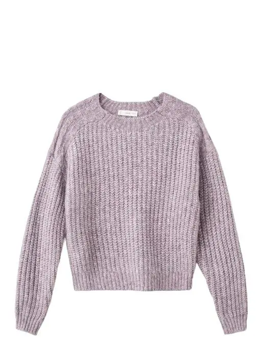 Mango Chunky Crewneck Pullover Sweater - Light/pastel Purple