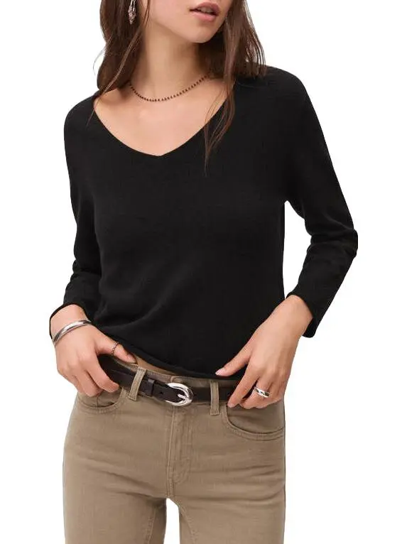 Mango Cotton Blend V-neck Sweater - Charcoal