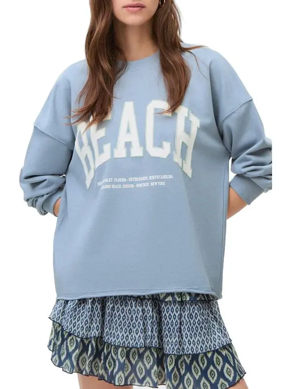 Mango Oversized Embroidered Sweatshirt - Blue