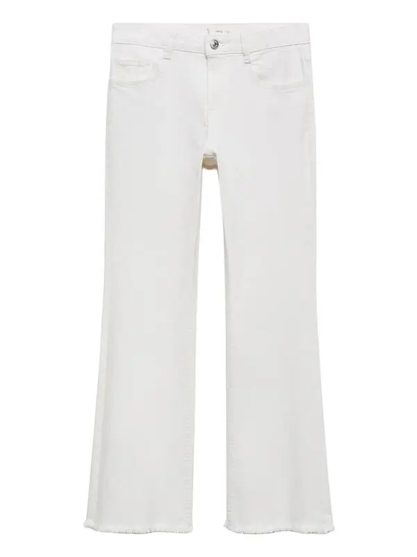 Mango Frayed Flare Mid Rise Jeans - Off White