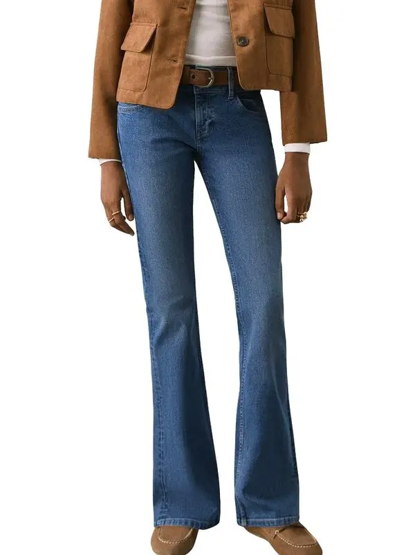 Mango Low Rise Flare Jeans - Medium Blue