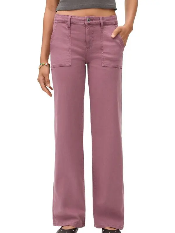 Mango Star Embroidered Straight Leg Jeans - Pastel Pink