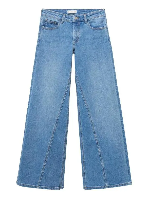 Mango Low Rise Wide Leg Jeans - Light Blue