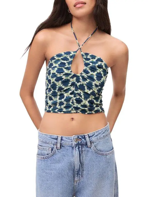 Mango Crop Halter Top - Navy