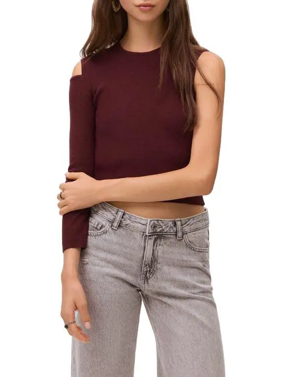 Mango Asymmetric Cutout T-shirt - Maroon