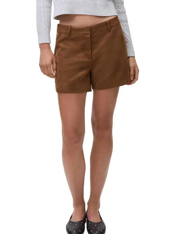 Mango Faux Suede Low-waist Shorts - Medium Brown