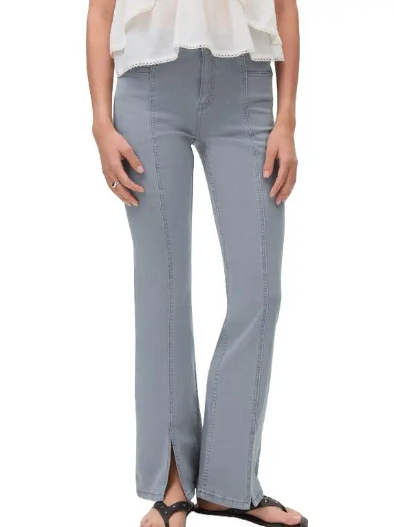 Mango Slit Hem Mid Rise Flare Jeans - Blue