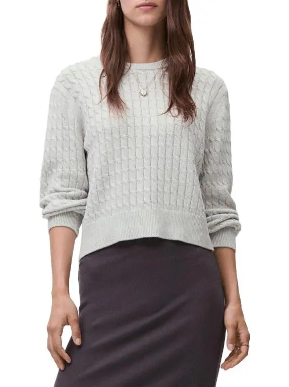 Mango Cable Cotton-blend Sweater - Medium Heather Grey