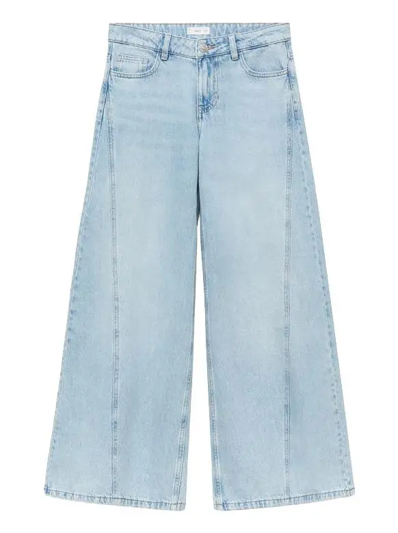 Mango Seamed Wide-leg Jeans - Light Blue