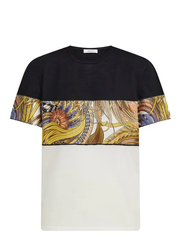 FERRAGAMO Crewneck T-shirt With Rooster Print - Multicolor