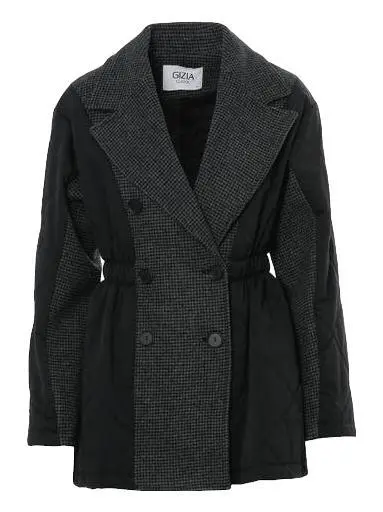 GIZIA Quilted Double-breasted Coat With Elasticated Waist - Grey
