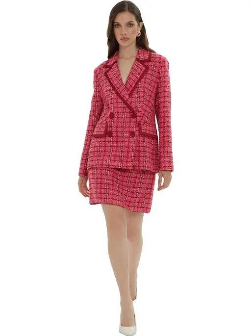 GIZIA Plaid Jacket And Skirt Set - Pink