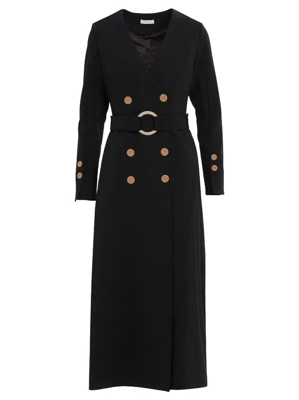 GIZIA Belted Midi Dress - Black