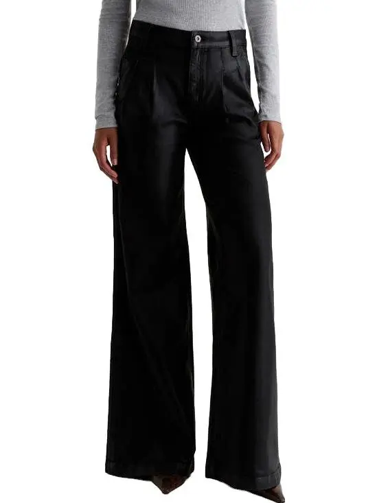 Ag Dorine Coated Wide Leg Jeans - Ltt Lt Super Black