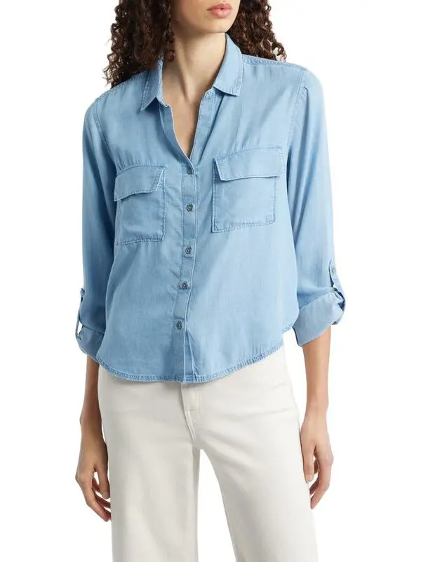 BEACHLUNCHLOUNGE Fiorella Long Sleeve Shirt - Light Wash