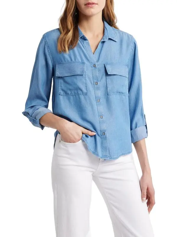 BEACHLUNCHLOUNGE Fiorella Long Sleeve Shirt - Medium Wash