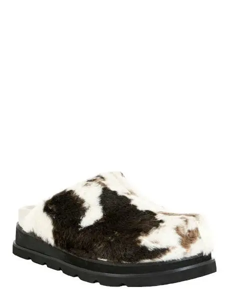 AZALEA WANG Govinda Faux Fur Clog - Brown Multi