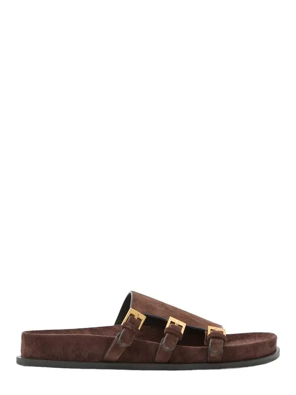 REISS Lauren Slide Sandal - Chocolate