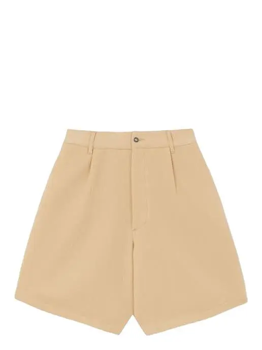 FORTELA Jillian Cotton Pleated Bermuda Shorts - Camel