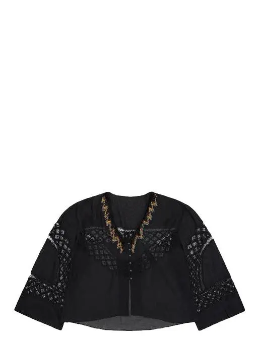 FORTELA Cleide Embroidered Lace Shirt - Black
