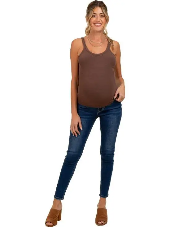 PINKBLUSH Vintage Wash Maternity Skinny Jeans - Navy Blue