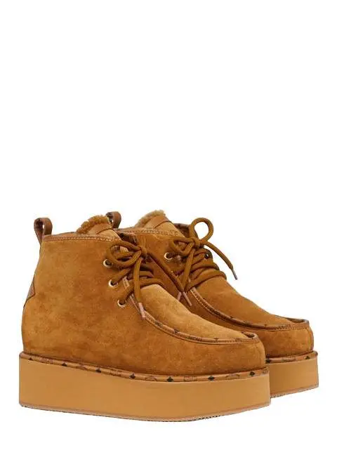 Mcm Platform Boots - Cognac