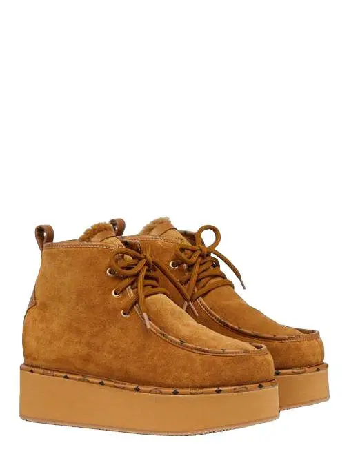 Mcm Platform Boots - Cognac