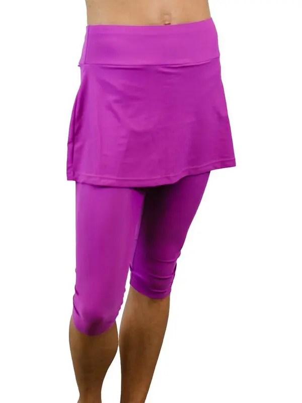 CALYPSA Skirted Swim Capris - Dark Magenta