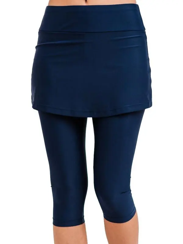 CALYPSA Skirted Swim Capris - Navy