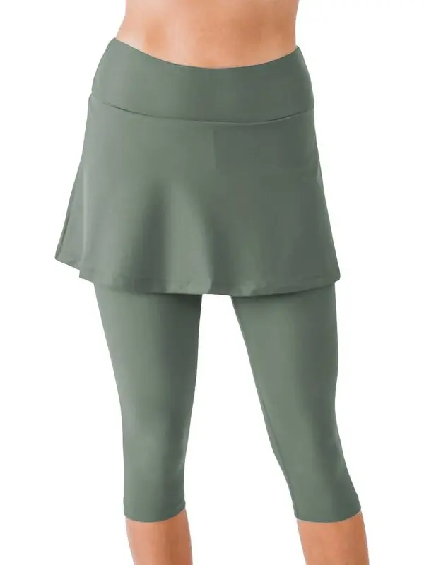 CALYPSA Skirted Swim Capris - Sage Green