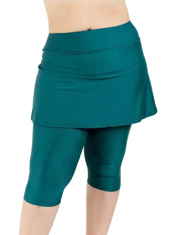 CALYPSA Skirted Swim Capris - Dark Jade