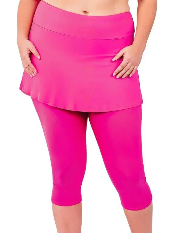 CALYPSA Skirted Swim Capris - Pink
