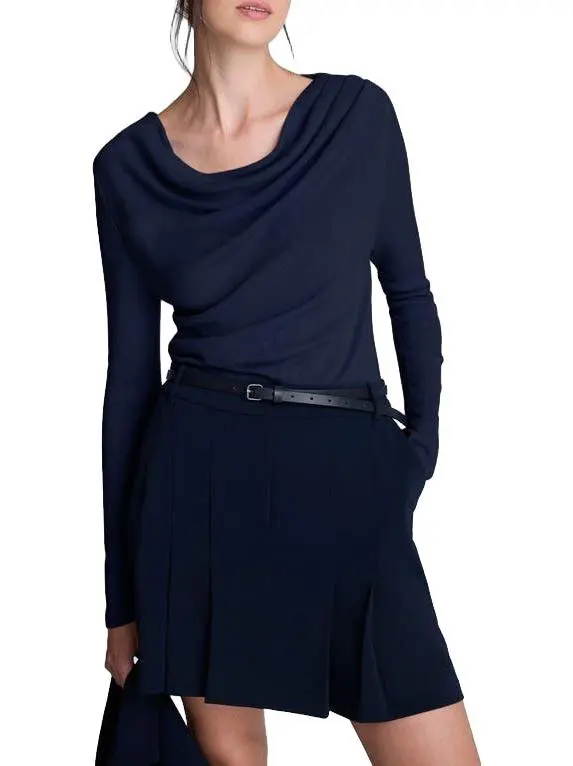 KENNETH COLE Draped Asymmetric Sweater - Dark Navy