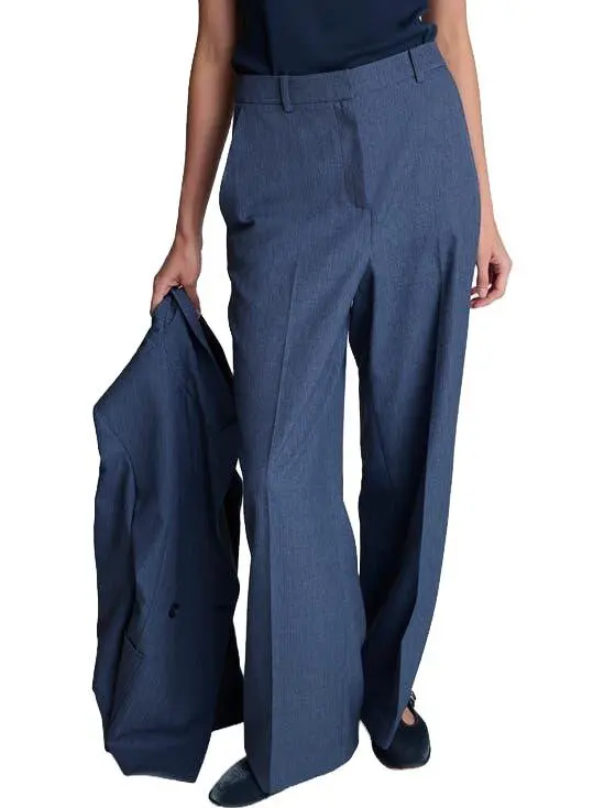 KENNETH COLE High Waist Wide Leg Trousers - Cadet Blue Mlt