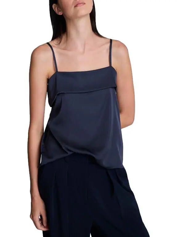 KENNETH COLE Foldover Cotton Camisole - Dark Navy