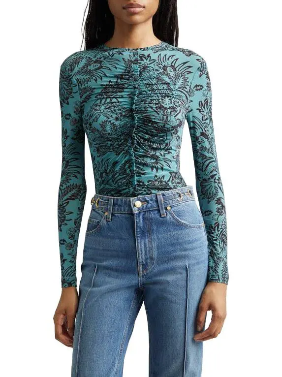 Ulla Johnson Asha Ruched Top - Ocean Flora