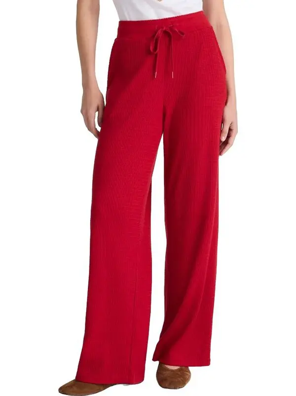 Madewell Waffle Wide Leg Pajama Pant - Crimson