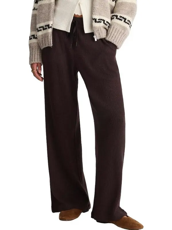 Madewell Waffle Wide Leg Pajama Pant - Molasses