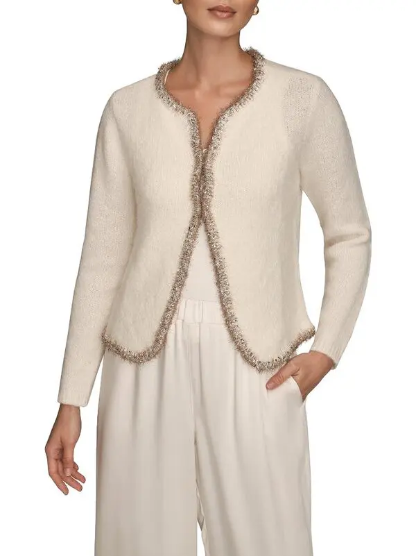 Donna Karan New York Metallic Trim Cardigan - Cream