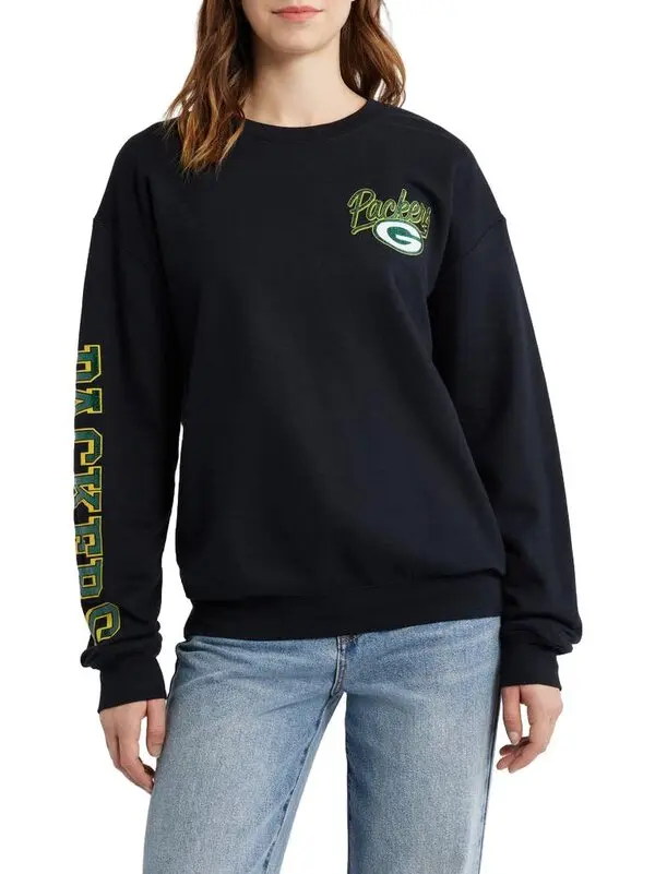 Junk Food Nfl Packers Glitter Graphic Sweatshirt - Black