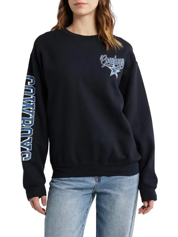 Junk Food Cowboys Glitter Cotton Blend Sweatshirt - Black